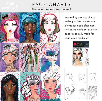 Face Charts | illustrated Paper Pad to practice your shading | Jane ...
